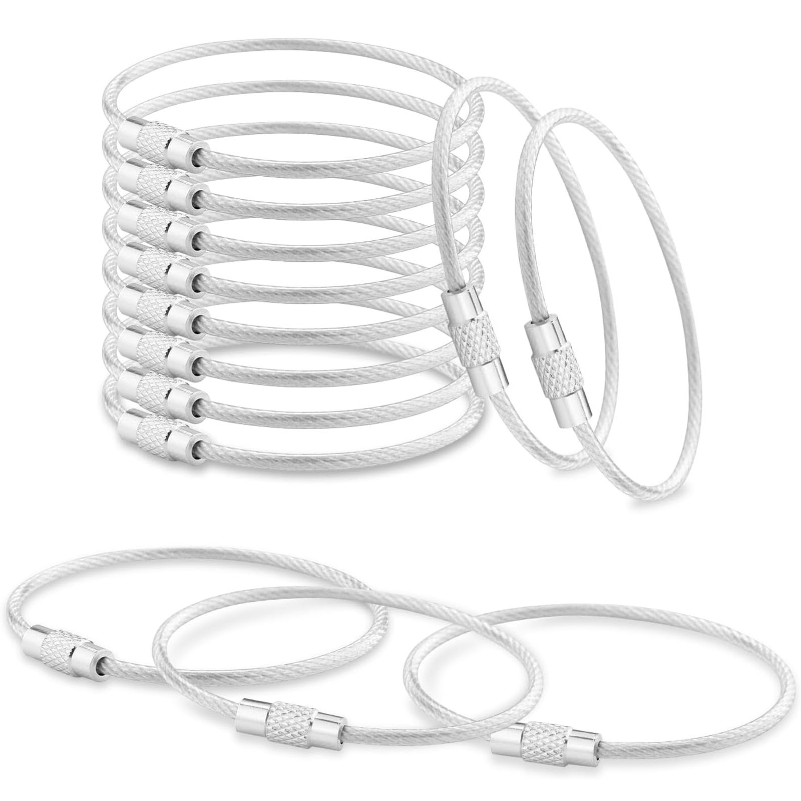 Set de 30 brelocuri, Hggzeg, Inel cablu din otel inoxidabil cu ...