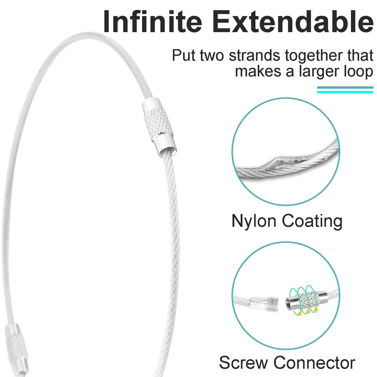 Set de 30 brelocuri, Hggzeg, Inel cablu din otel inoxidabil cu ...