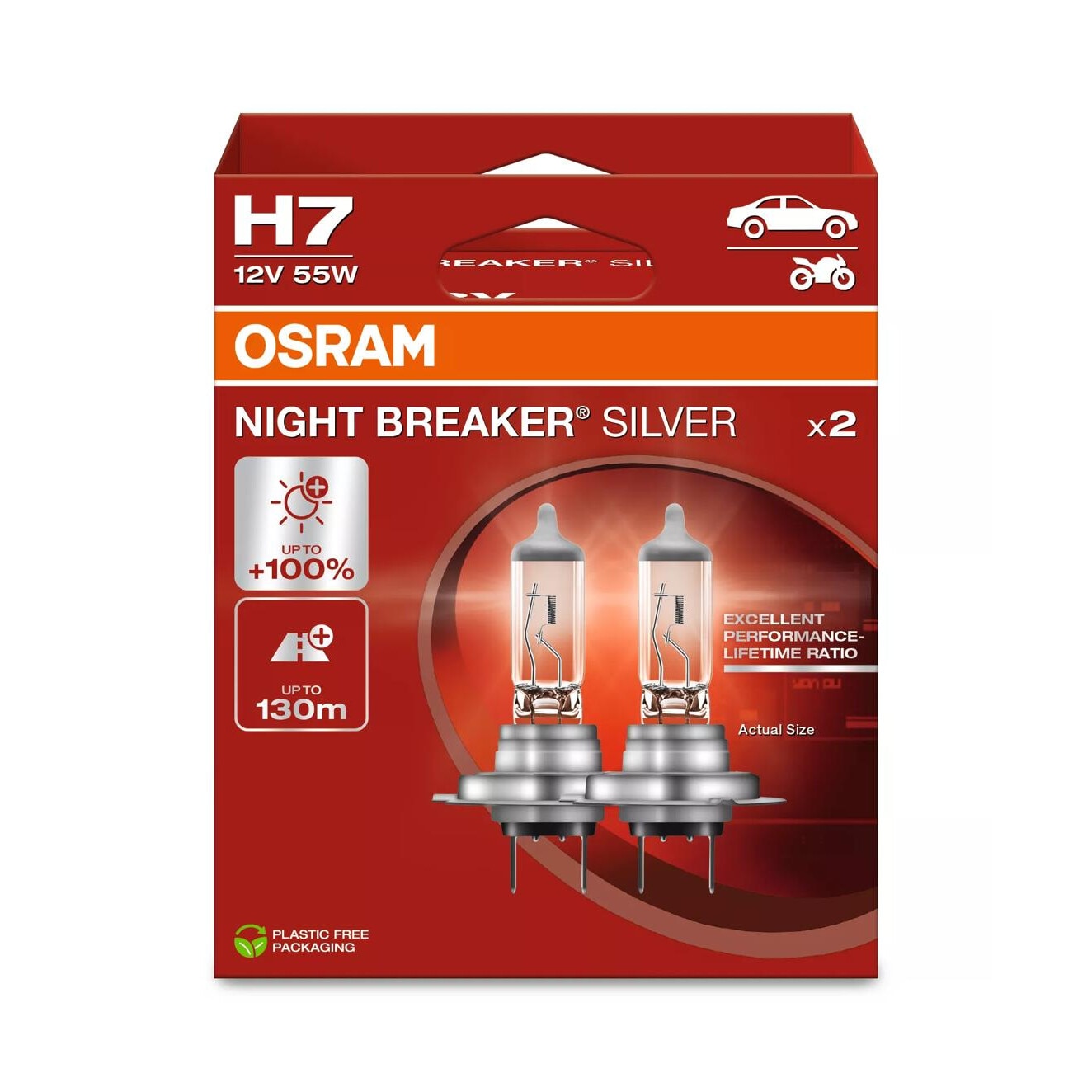 Set 2 becuri auto cu halogen Osram H7 Night Breaker Silver +100%,55W ...