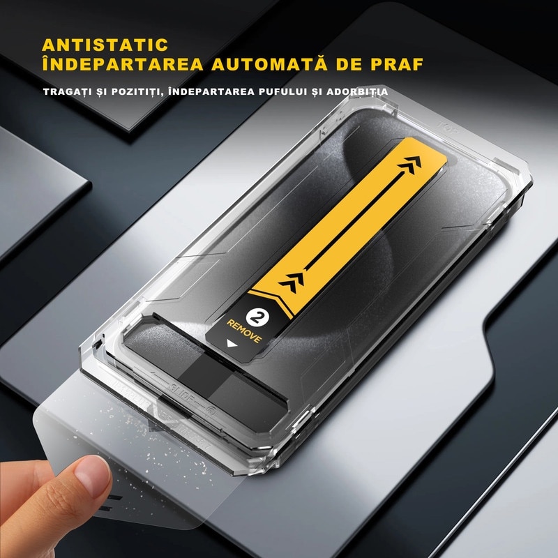 Folie sticla protectie telefon, compatibila cu iPhone 16 pro, instalare ...