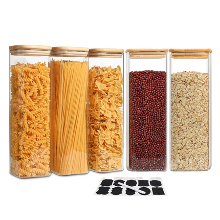 Set 5 Recipiente sticla pentru depozitare alimente, etanse, Salestore ...