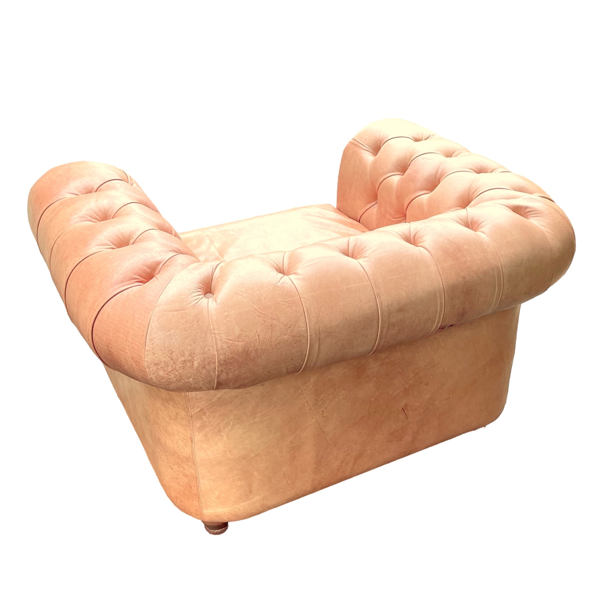 Set canapea cu 2 fotolii tip chesterfield, piele natural premium, maro ...