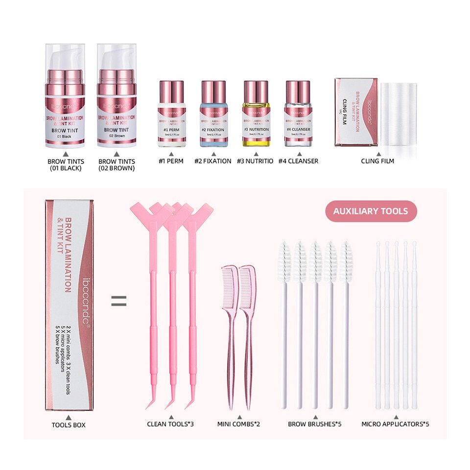 Kit de laminare sprancene Ibcccndc, 3 produse, 2 nuante, 160g - eMAG.ro