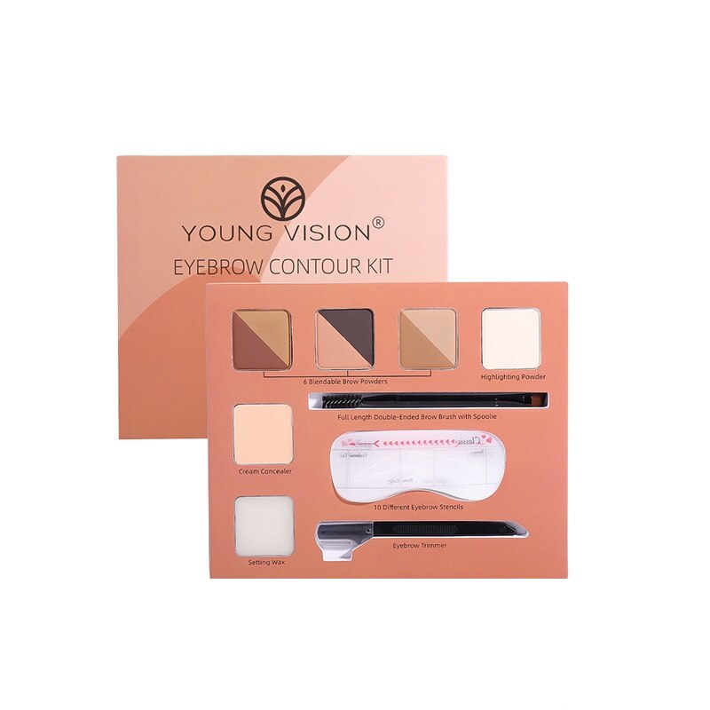 Kit sprancene YOUNG VISION 6 nuante pudra, iluminator, sapun de styling ...