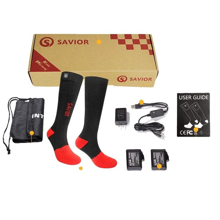 Sosete incalzite, Savior, 3 niveluri de caldura, rosu, 43-46, set cu ...