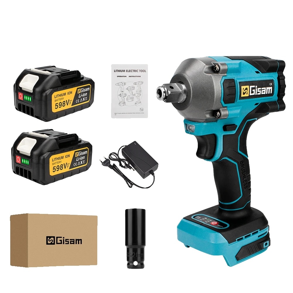 Cheie de impact electrica, Gisam, 1000 N.M, motor fara perii, set 2 ...