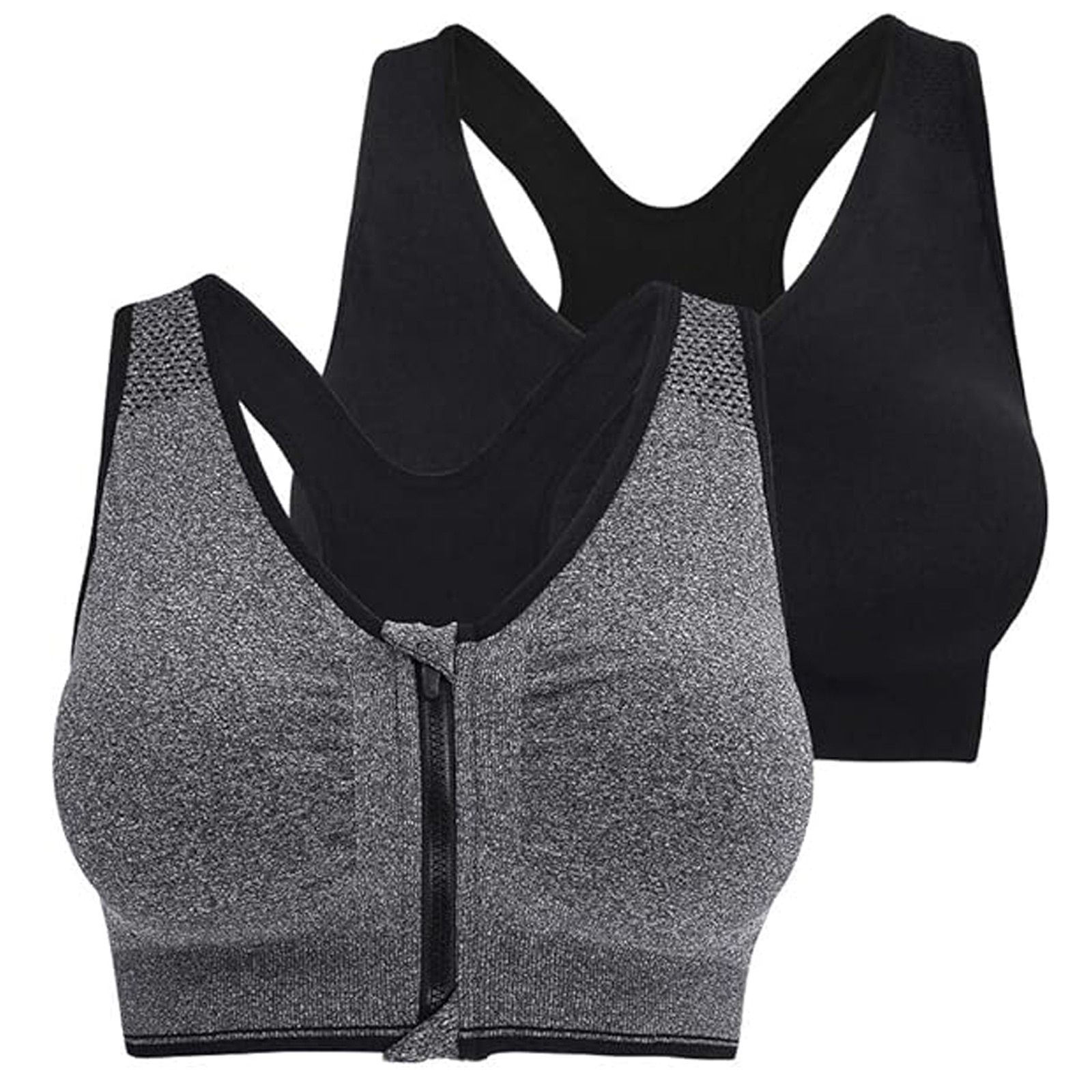 Set 2 Bustiera Sport Dama, Hggzeg, Cu fermoar, Tampoane detasabile ...