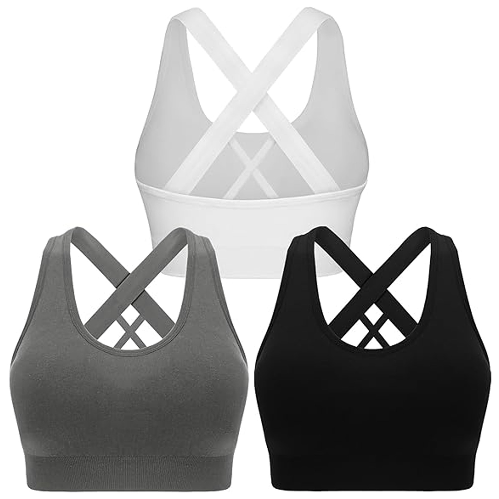 Set 3 Bustiera Sport Dama, Hggzeg, Bustiera pentru femei, Respirabila ...