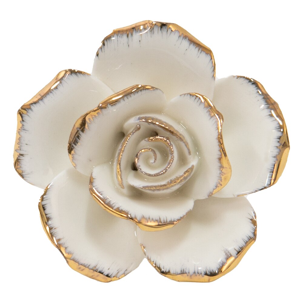 Set 2 butoni mobilier ceramica alba aurie Floare 5x4x5 cm - eMAG.ro