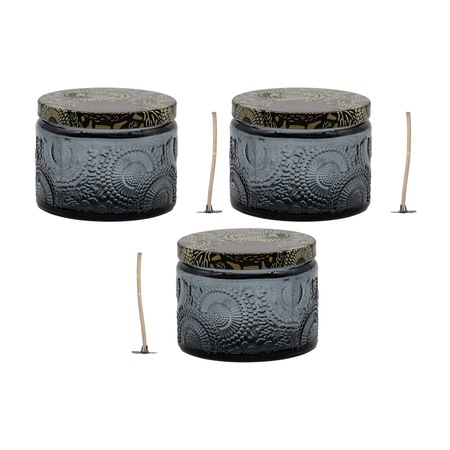 Set 3 bucati recipiente pentru lumanare din sticla neagra 100 ml, fitil ...