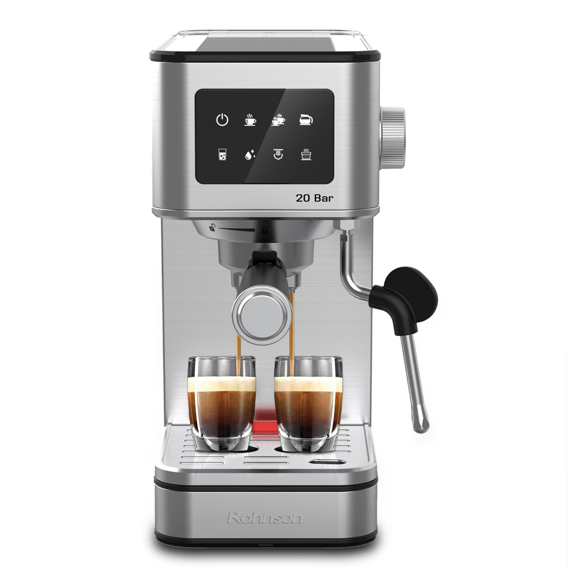 Espressor manual slim, Rohnson R98050, 20 bari, 1.200W, 1, 7 L, 70dB ...