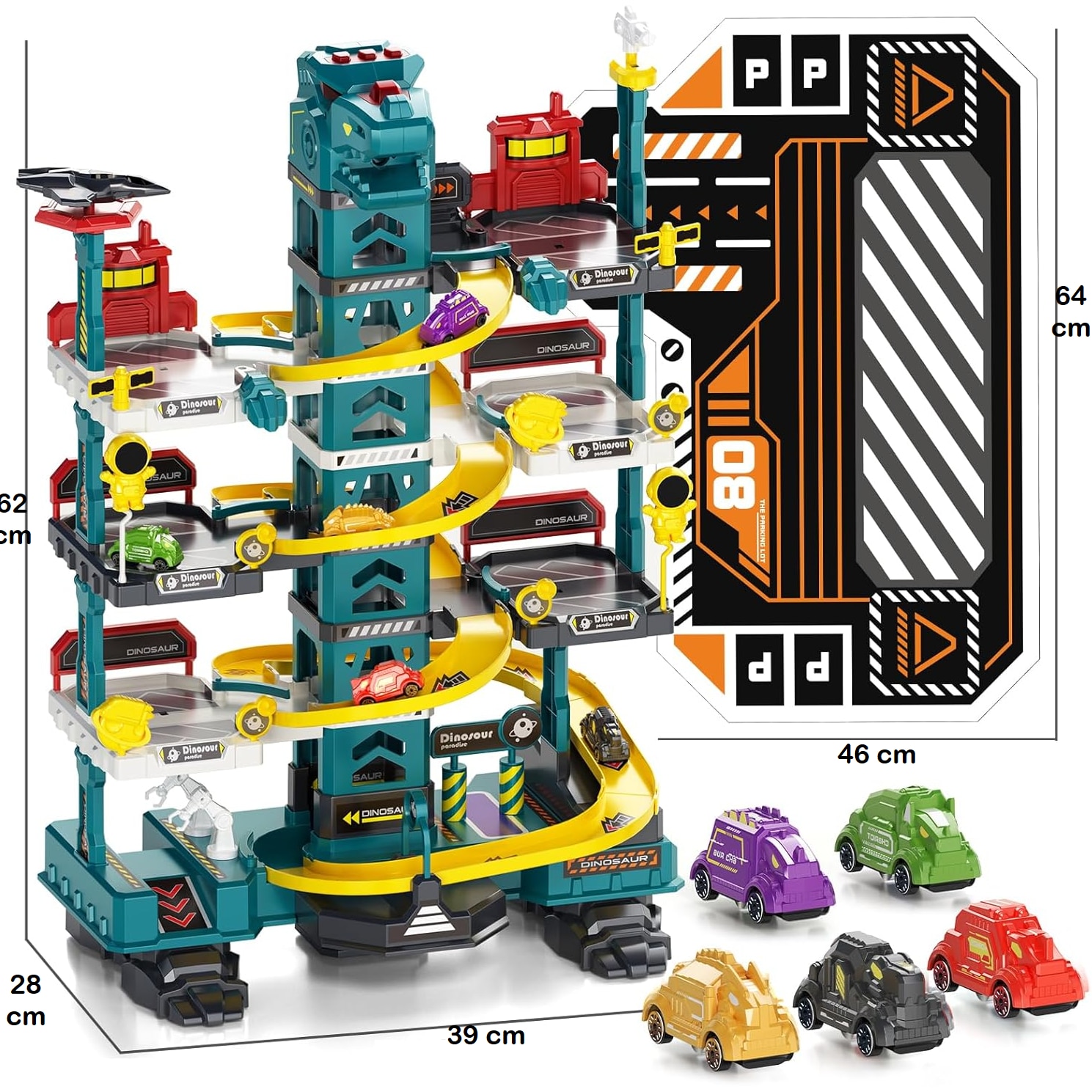 Set de Joaca Pista si Parcare Electrica cu 92 de Piese DinoTrack, 5 ...