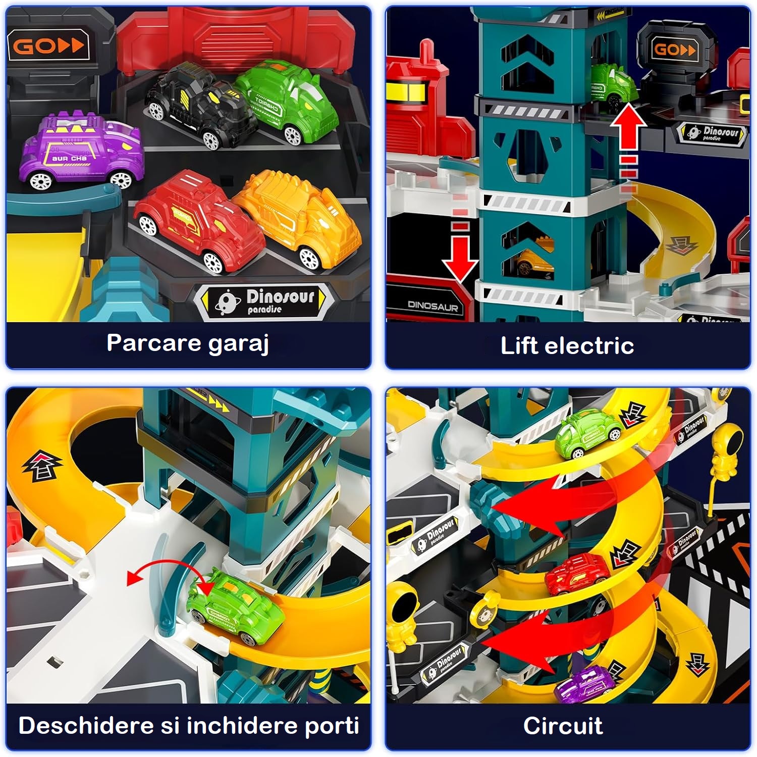 Set de Joaca Pista si Parcare Electrica cu 92 de Piese DinoTrack, 5 ...