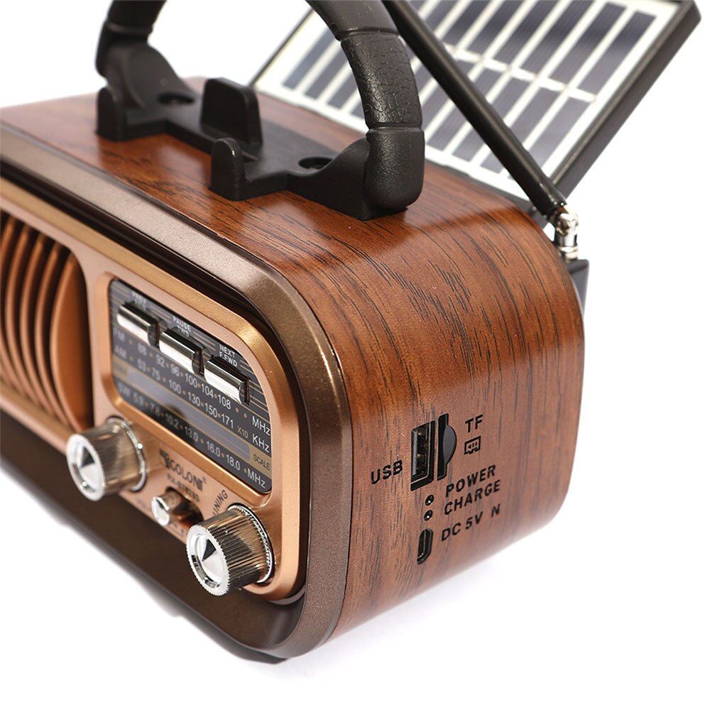Radio portabil retro, RASK, AM/FM/SW, Bluetooth, USB/TF, cu Incarcare ...