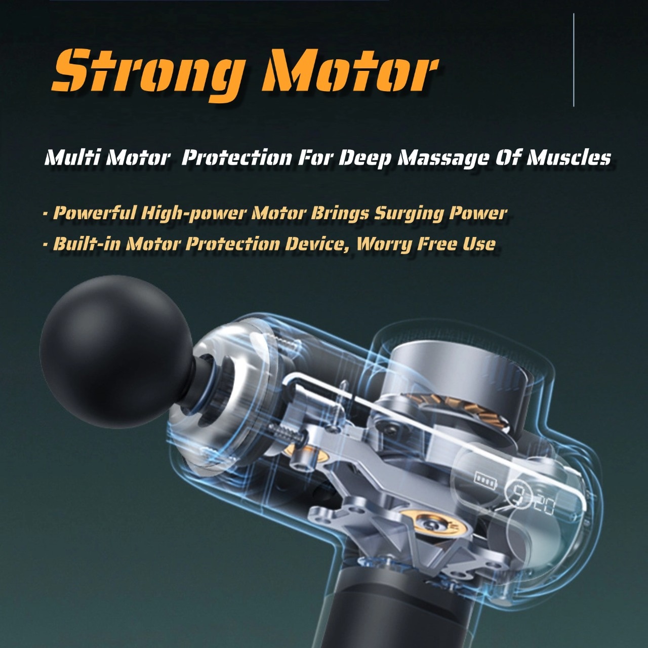 Aparat pentru masaj profesional，tip pistol, 4 capete, 3200 percutii ...