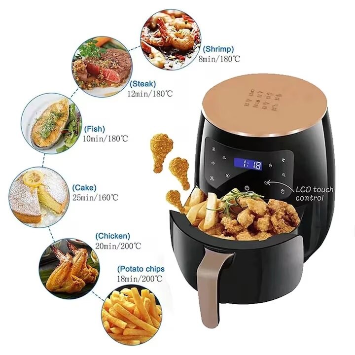 Friteoza cu aer cald Airfryer Z116, digital, 2400 W, 6 L, afisaj ...