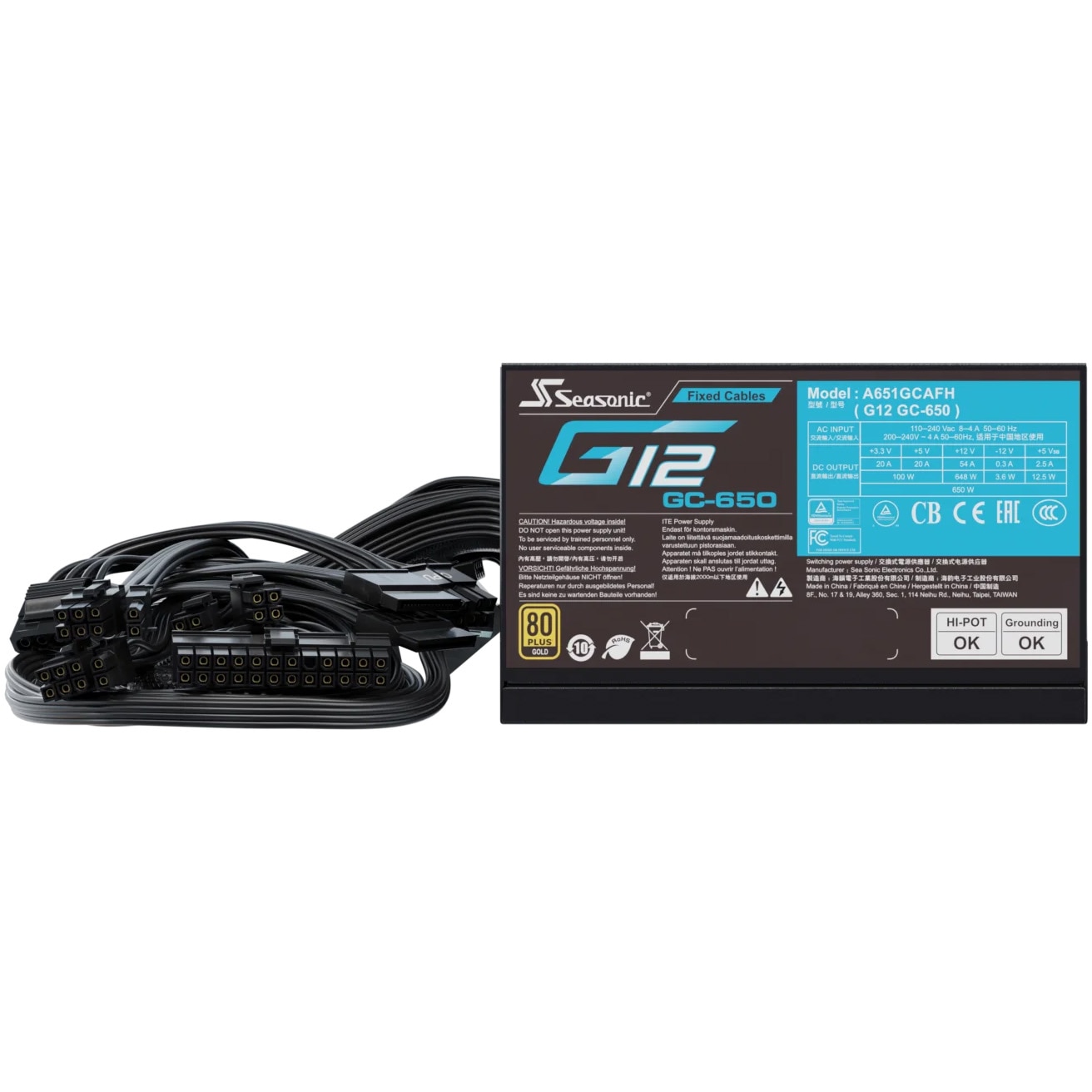 Sursa Seasonic G12 GC-650 (2024), 80+ Gold, Cabluri fixe, 650W, Negru ...