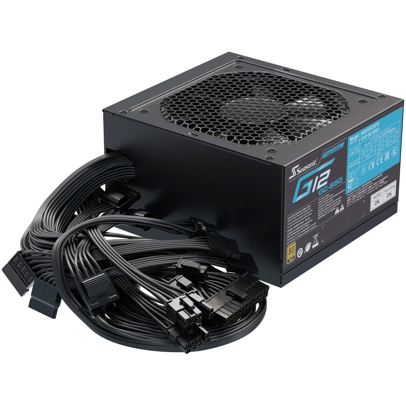 Sursa Seasonic G12 GC-650 (2024), 80+ Gold, Cabluri fixe, 650W, Negru ...