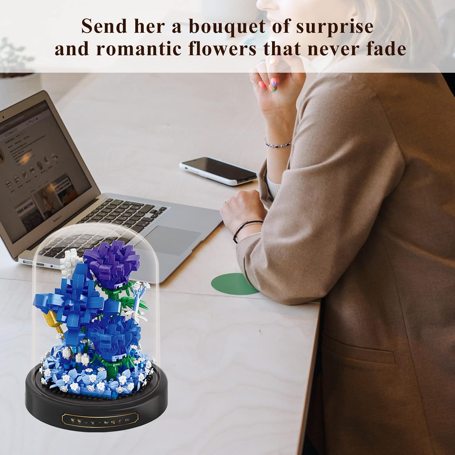 Конструктор, 630 части, цветя, син, с предпазно покритие - eMAG.bg