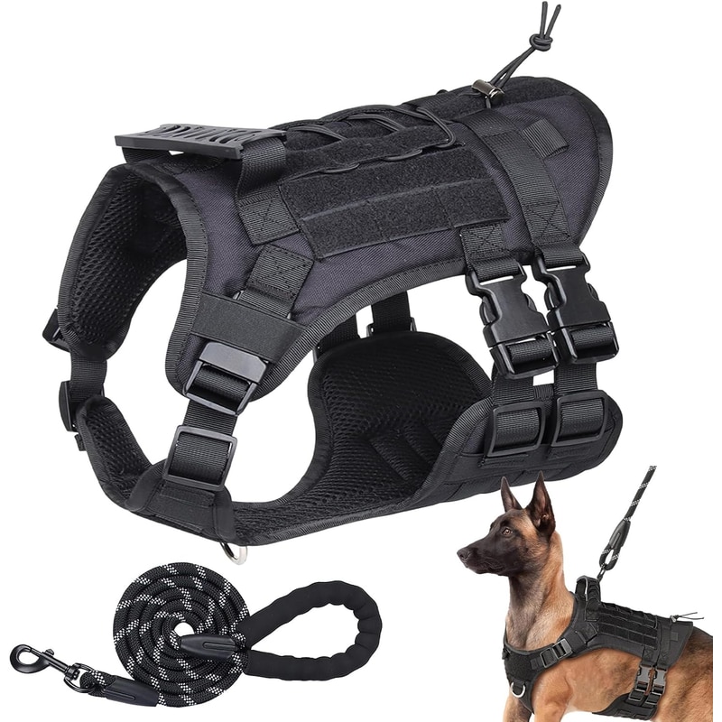 Set Ham Si Lesa Pentru Caine, Ham cu maner Vesta tactica pentru caini ...