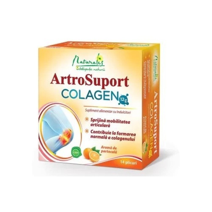 ArtroSuport colagen aroma portocala, 14 plicuri, Naturalis - eMAG.ro