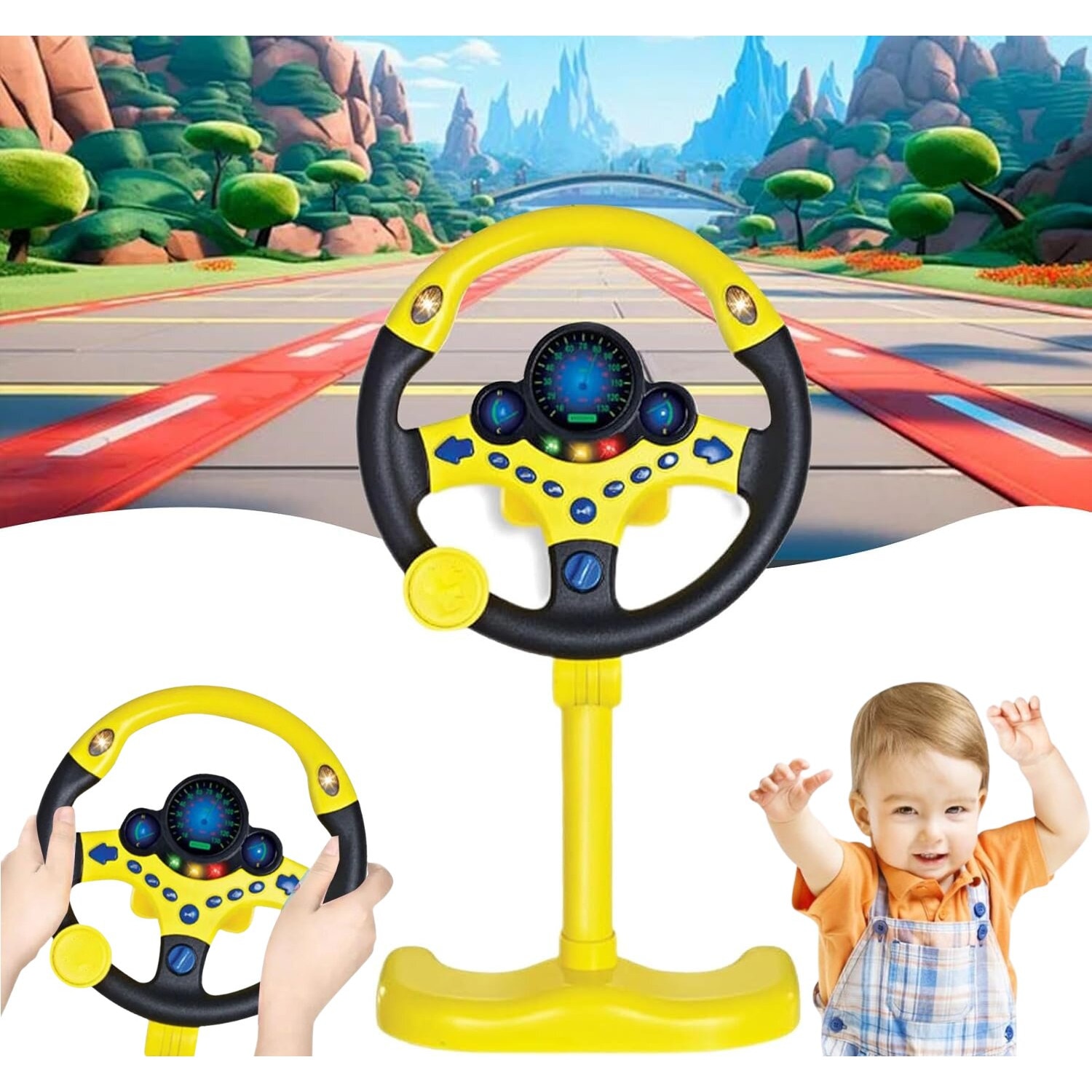 Volan Interactiv Kids Driving Simulator PRO, Picior reglabil pe ...