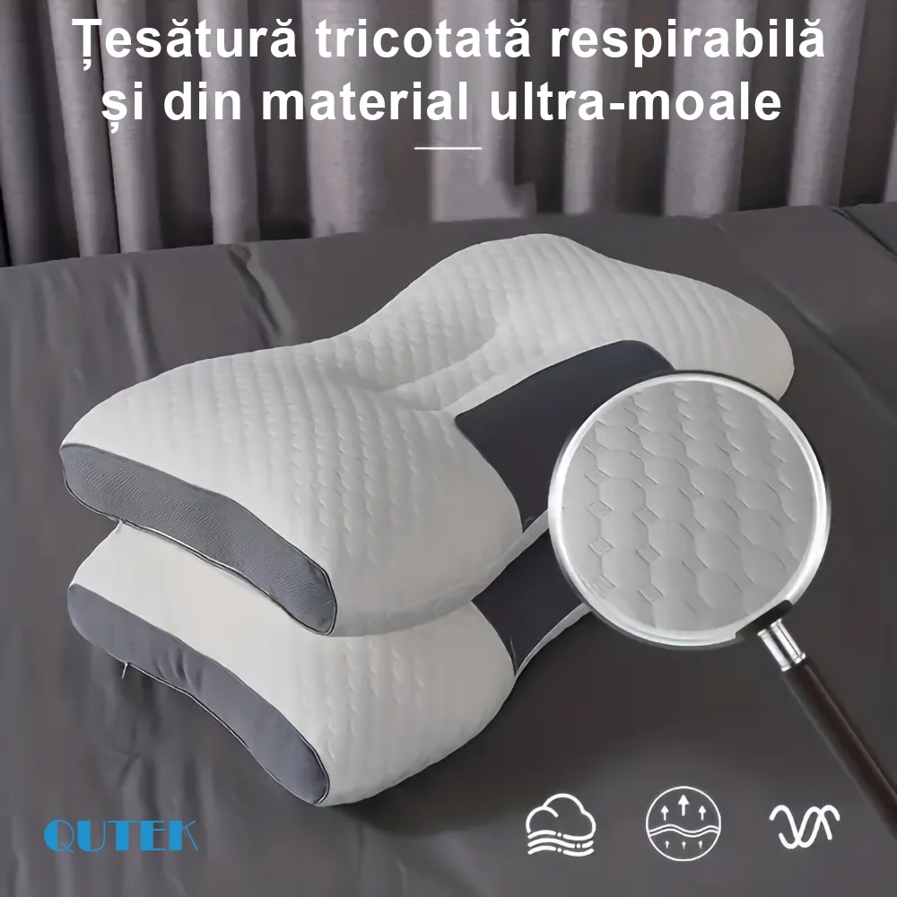 Perna ortopedica pentru dormit ajustabila QUTEK®️, fibre respirabile ...