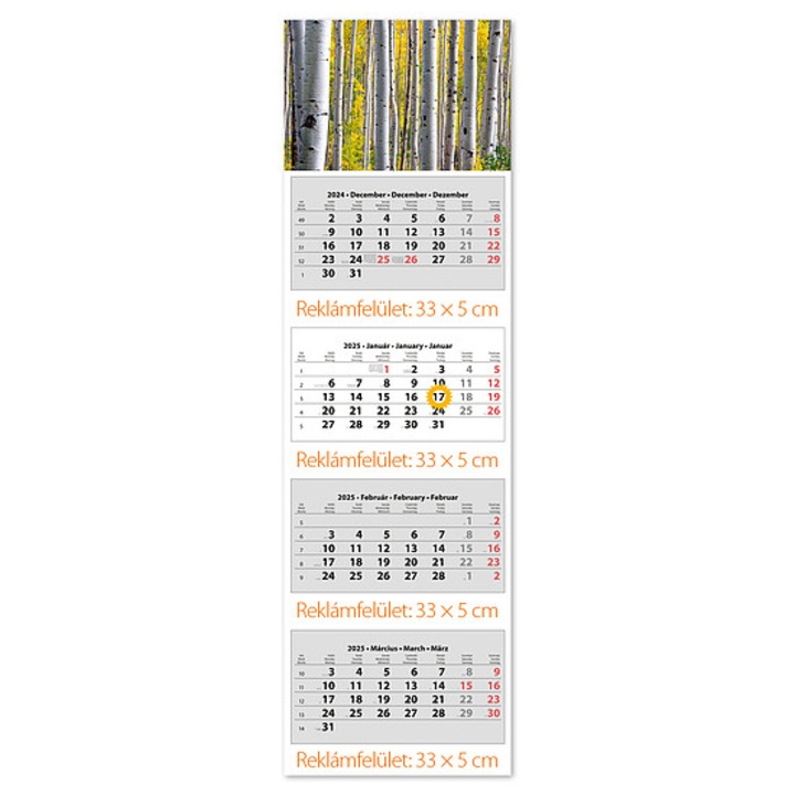 Calendar expeditor Dayliner 4 blocuri 4 luni Forest 2025 - eMAG.ro