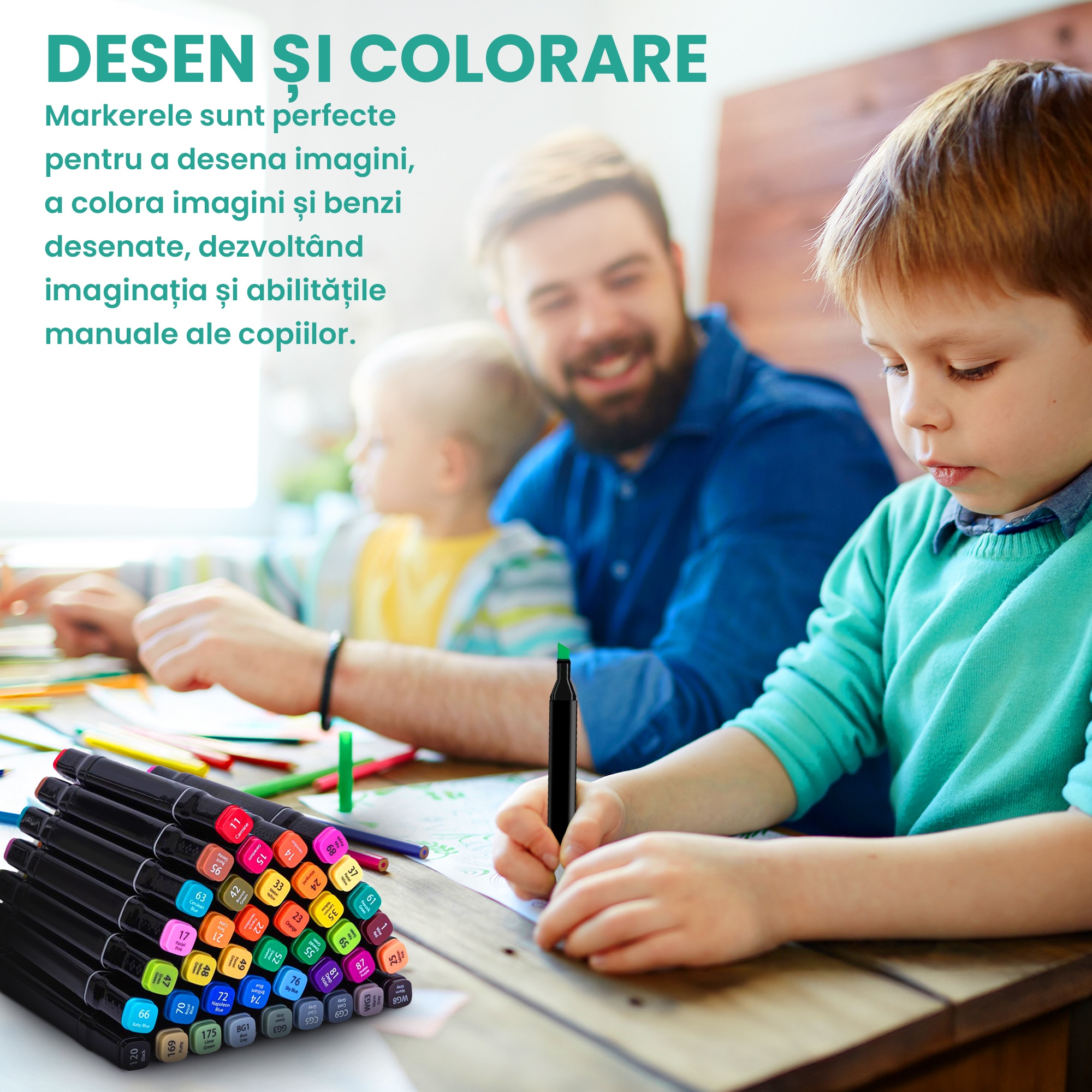 Set de 80 de markere multicolore Extralink cu cerneala pe baza de ...