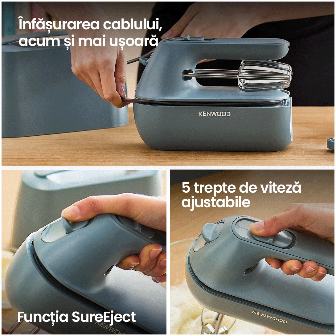 Mixer de mana Kenwood QUICKMIX GO HMP40.000GY, 350 W, 5 viteze, 2 ...