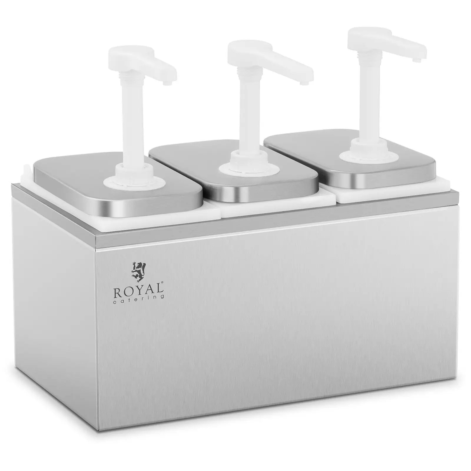 Dozator sosuri Royal Catering, 3 pompe, 6 l, inox, 20x36.5x33 cm ...