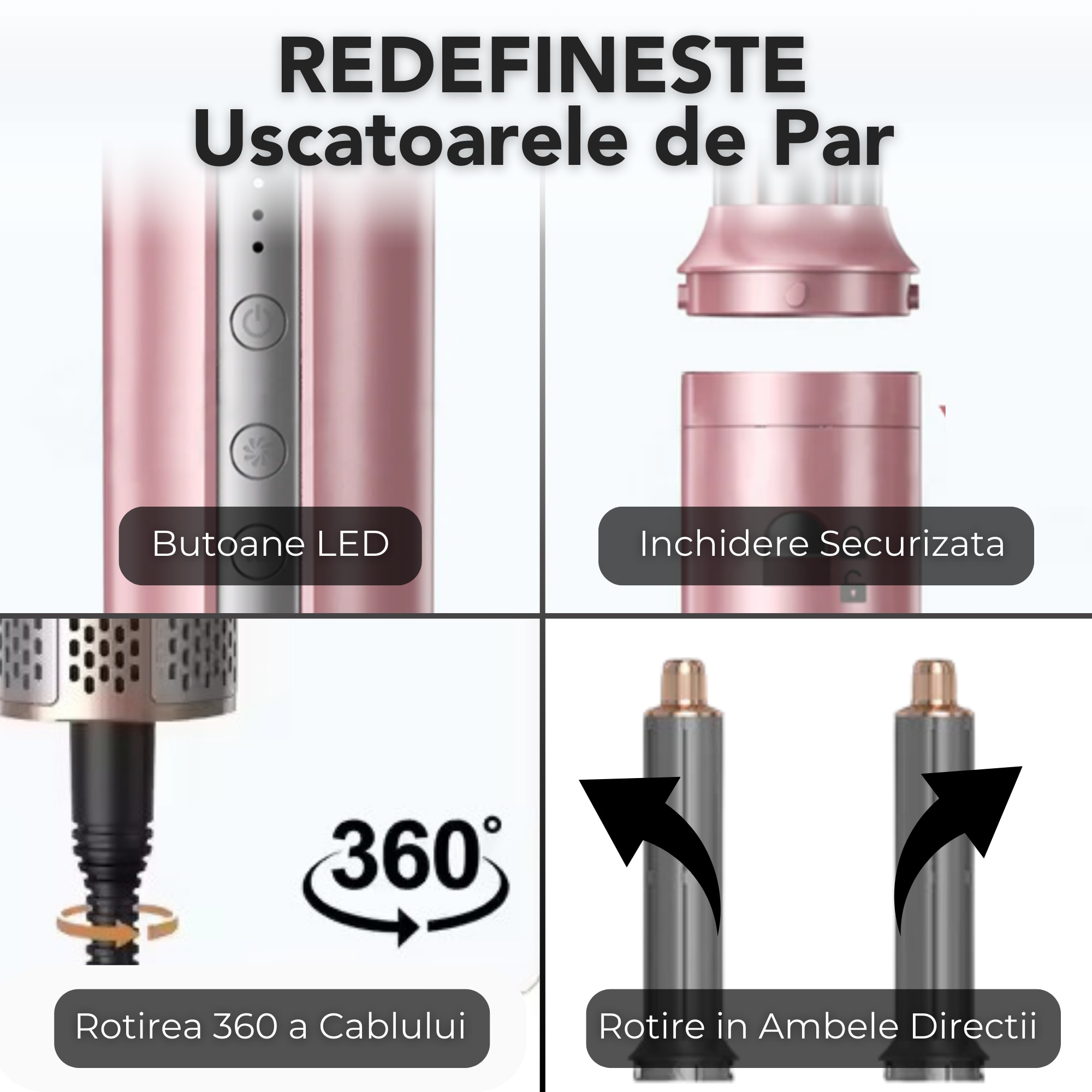 Uscator de Par Profesional 8 in 1, Uniorange, Multifunctional, 4 Trepte ...