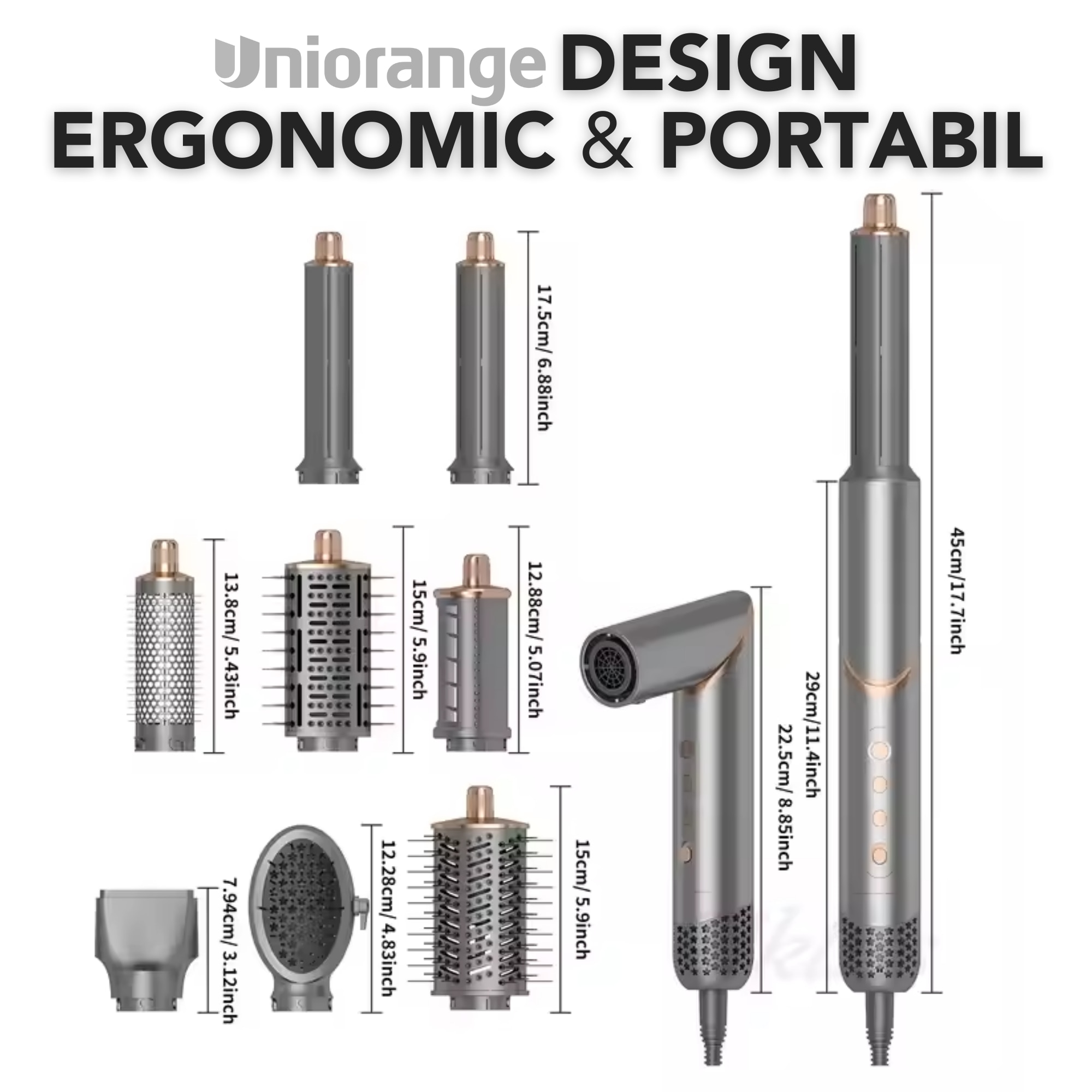 Uscator de Par Profesional 8 in 1, Uniorange, Multifunctional, 4 Trepte ...