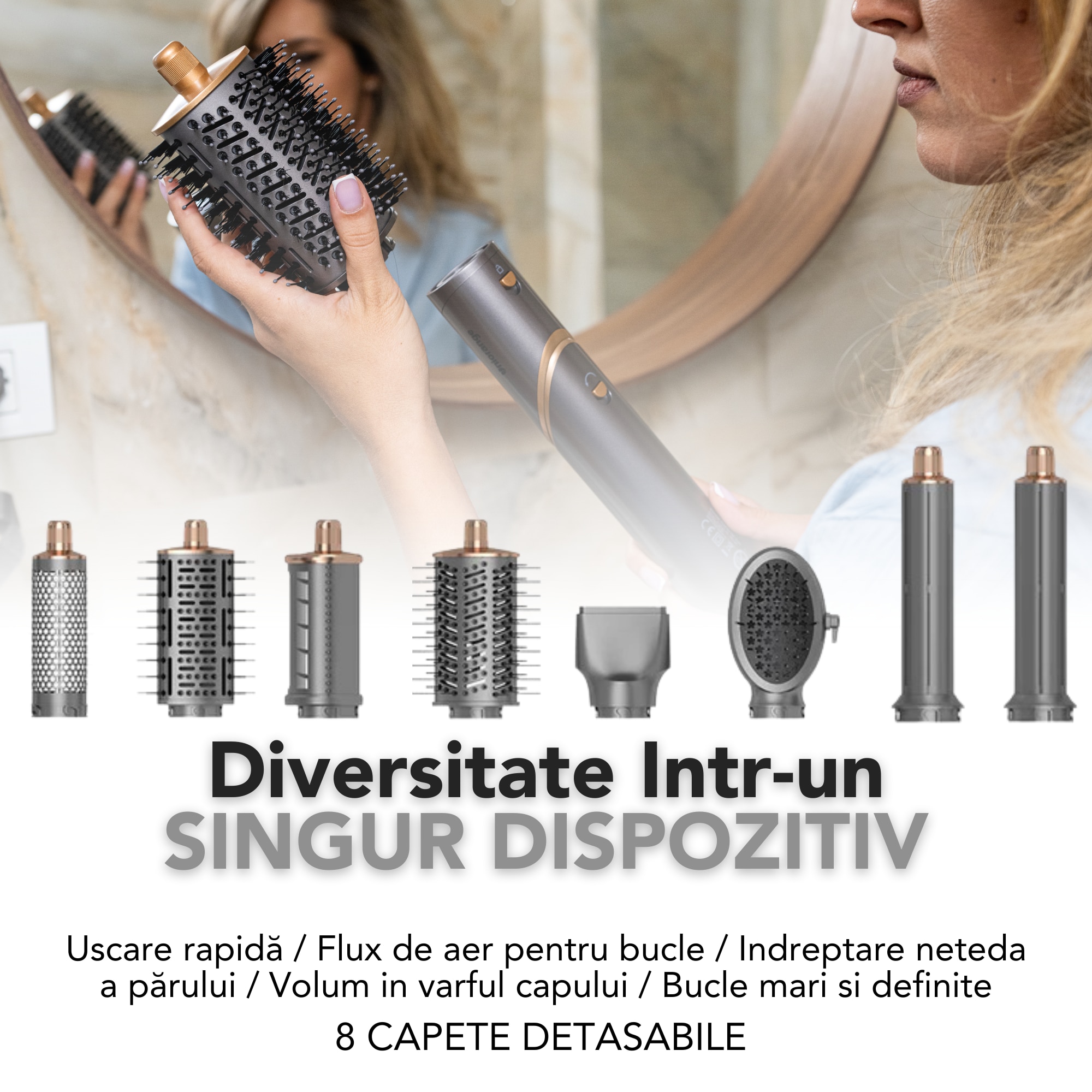 Uscator de Par Profesional 8 in 1, Uniorange, Multifunctional, 4 Trepte ...