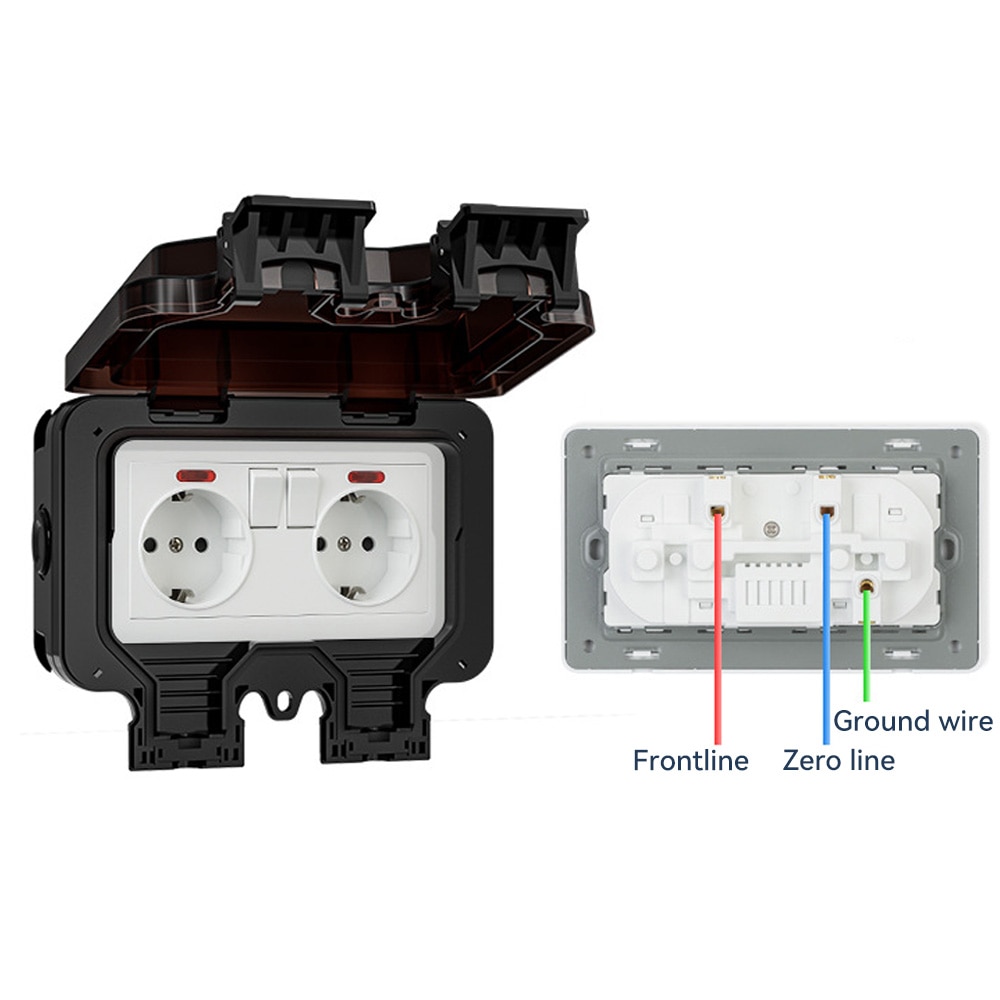 Priza electrica dubla exterior, LEOKOR®, Versiune cu inaltime ...