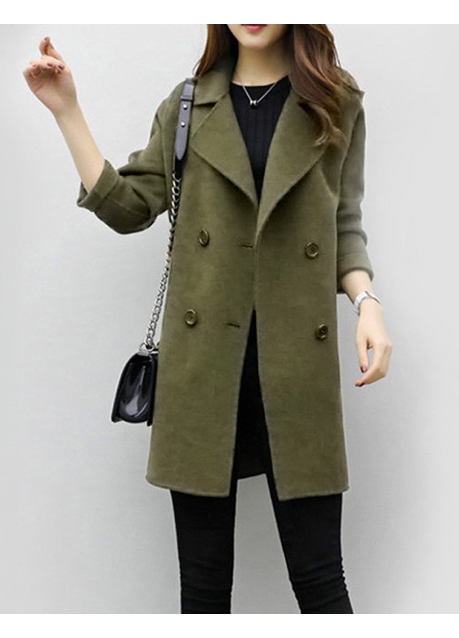 Palton dama Cozevdnt, verde, poliester, croiala regular fit, maneca ...