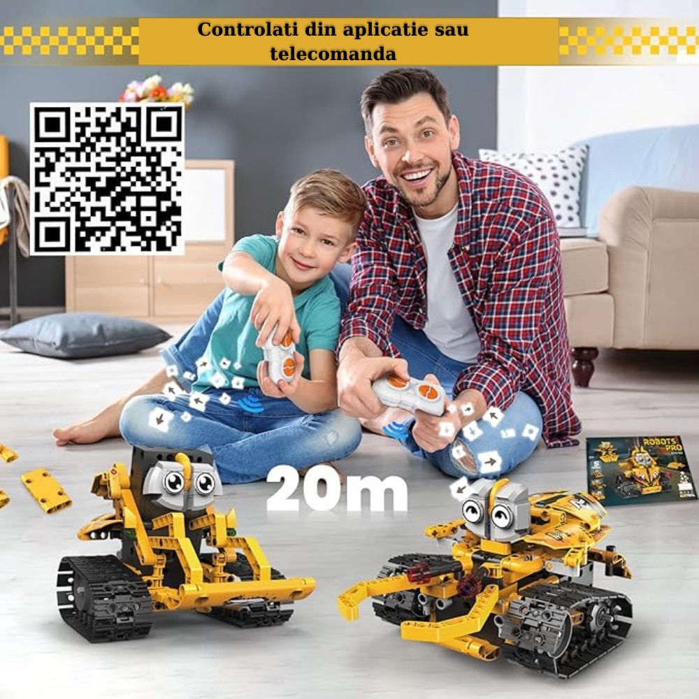 Set de Constructie Robot 5-in-1, STEM, Pentru Copii, Dezvoltare abilitati, Robotica, 269 piese ...