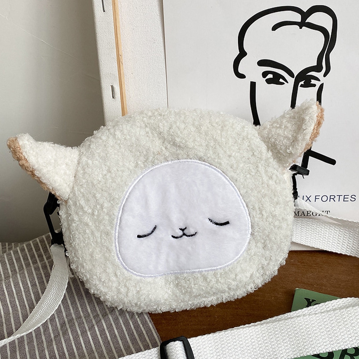 Poseta draguta de oaie pentru fete, geanta de plus Kawaii, cadouri cu ...