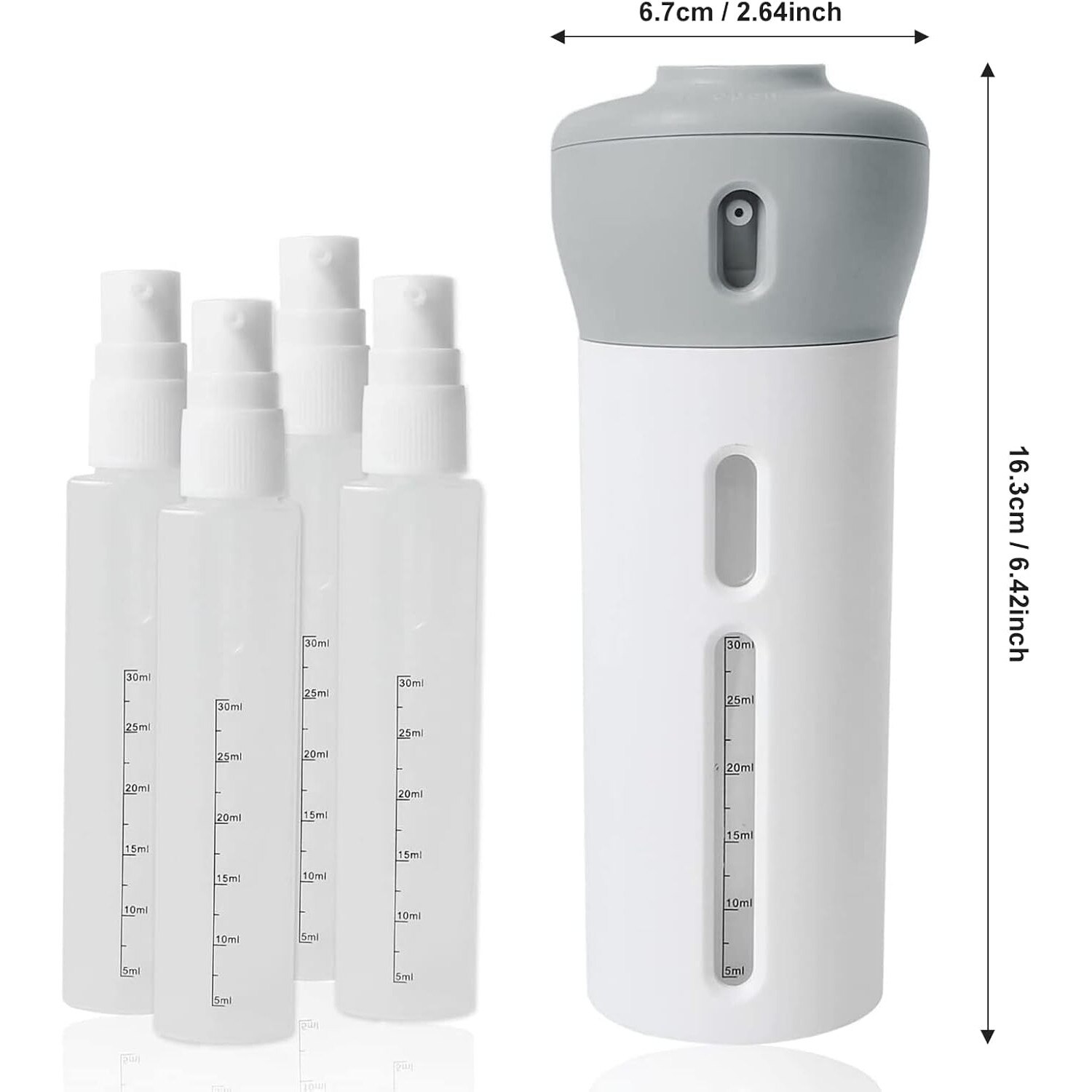 Dispenser lichide pentru calatorie 4-in-1, 4 recipiente, 40 ml ...