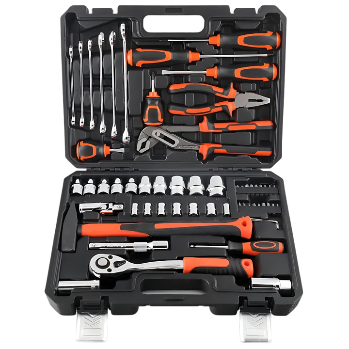 Set trusa de scule, uz casnic, 57 piese, otel crom vanadiu - eMAG.ro