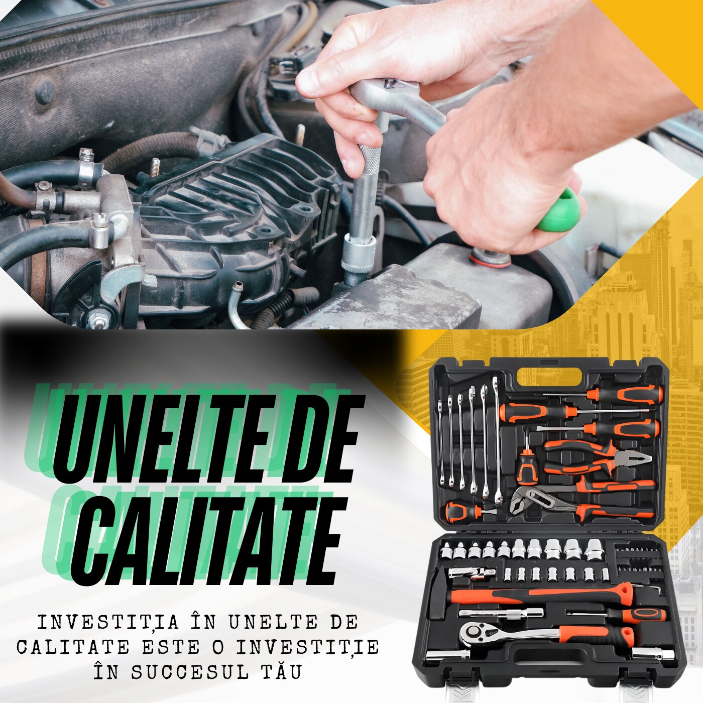 Set trusa de scule, uz casnic, 57 piese, otel crom vanadiu - eMAG.ro