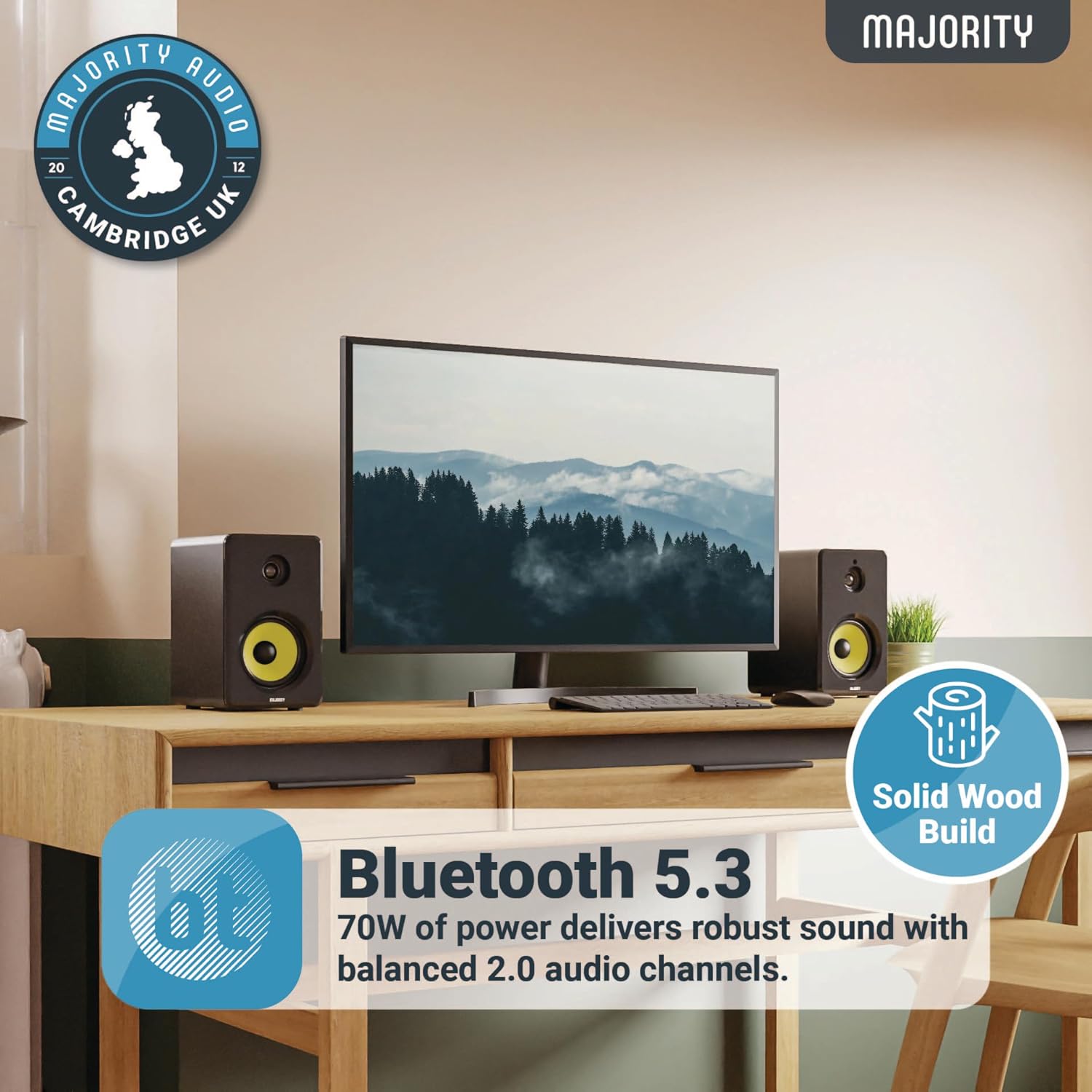 Boxe PC active 2.0, Majority, D40X, Bluetooth, HiFi amplificate cu ...