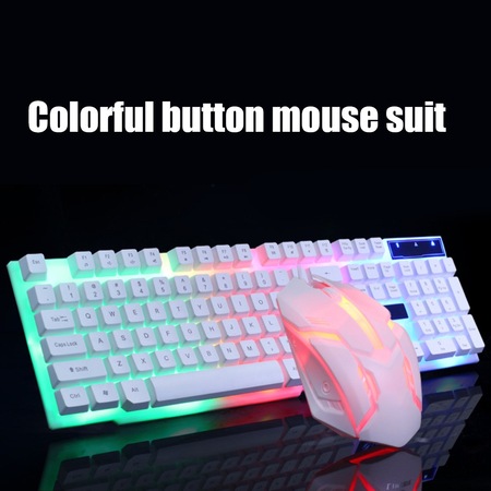 Set tastatura si mouse Jormftte, iluminare LED colorata, design ...