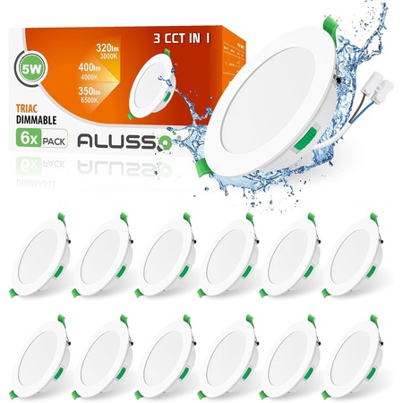 Set de 12 spoturi incastrate LED ALUSSO, 230 V, plat, 5 W, 400 lumeni ...