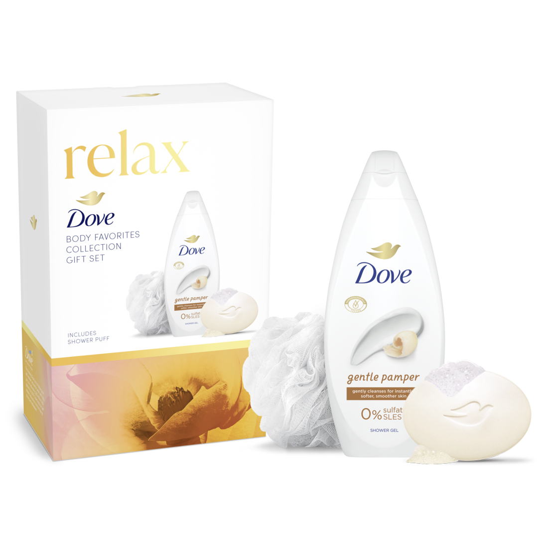 Set cadou Dove: Gel de dus Gentle Pamper, 250ml + Sapun-crema Dove ...