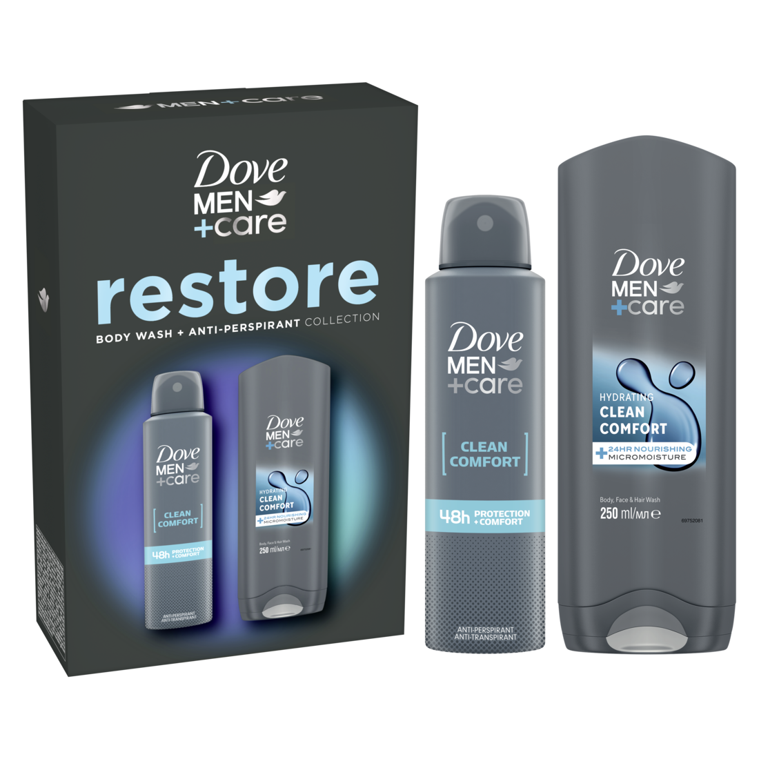 Dove Men+Care ajándék szett: Clean Comfort spray, 150 ml + Dove Men ...