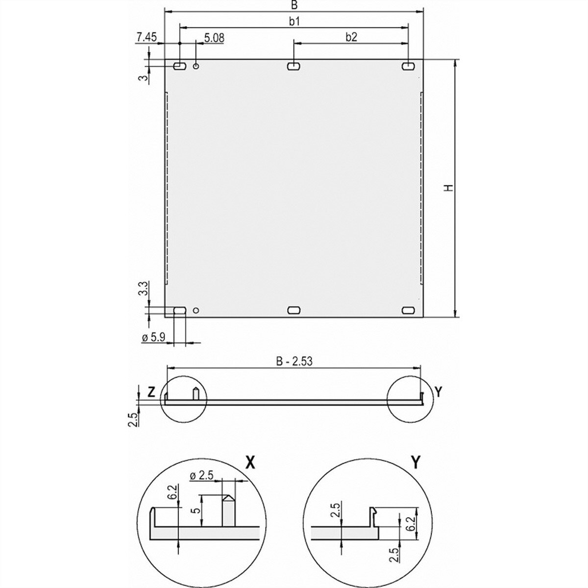 Sina perforata Schroff EuropacPRO 28 HP, conform EN 60603-2 si DIN ...