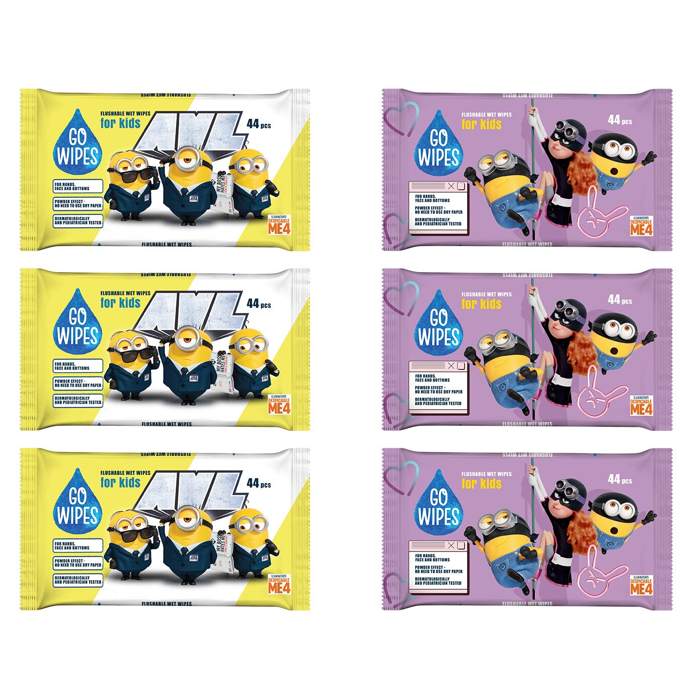 Hartie igienica umeda, Minions, 6 pacete x 44 buc, GoWipes - eMAG.ro