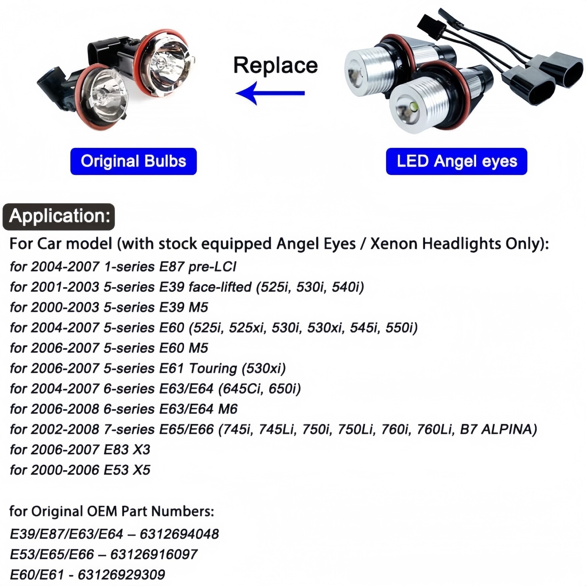Set 2 becuri Xenon far, Pentru BMW E39 E53 E60 E61 E63 E64 E65 E66 E83 M5, Lumina alba - eMAG.ro