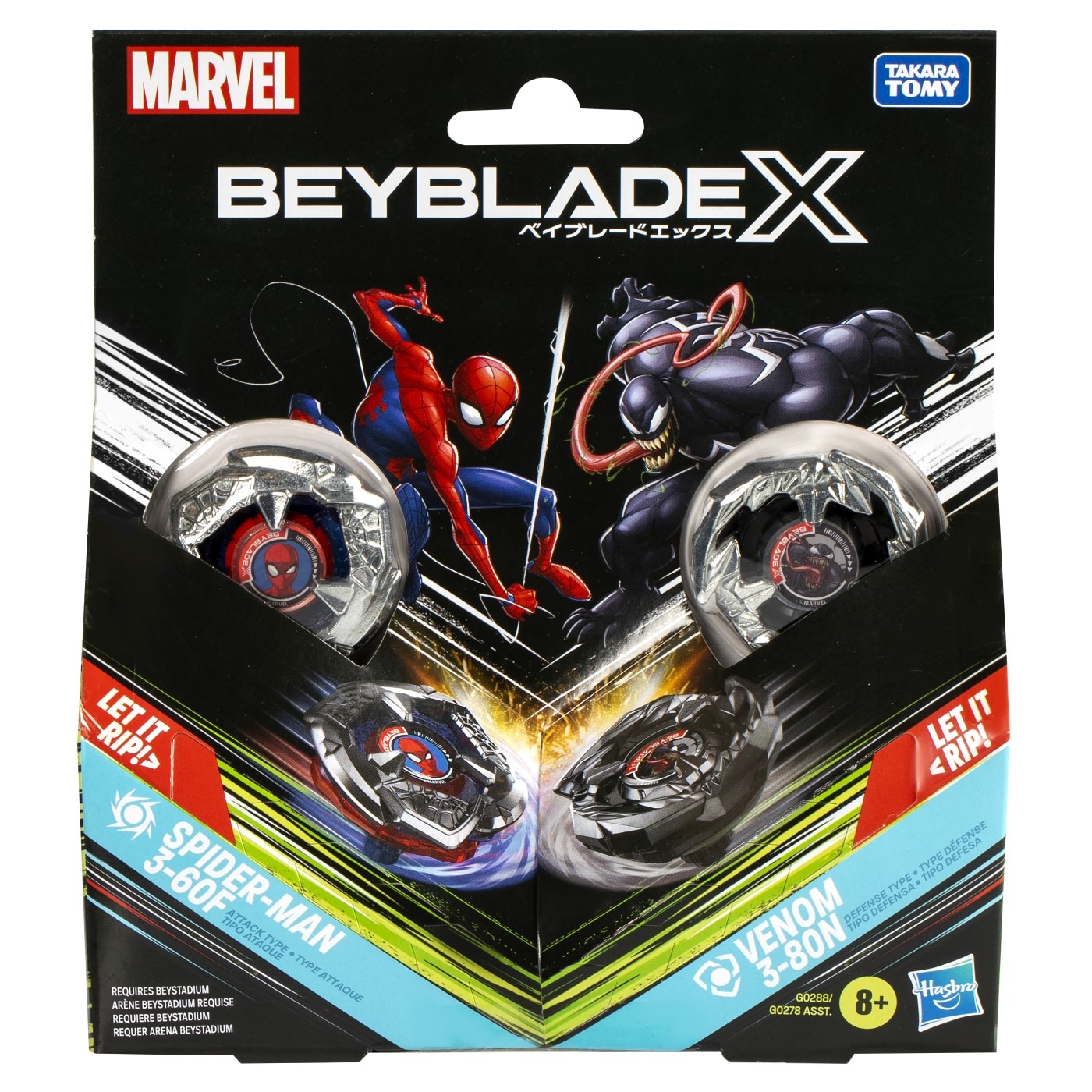 Set duo Beyblade X - Marvel, Spider Man 3-60F si Venom 3-80N - eMAG.ro